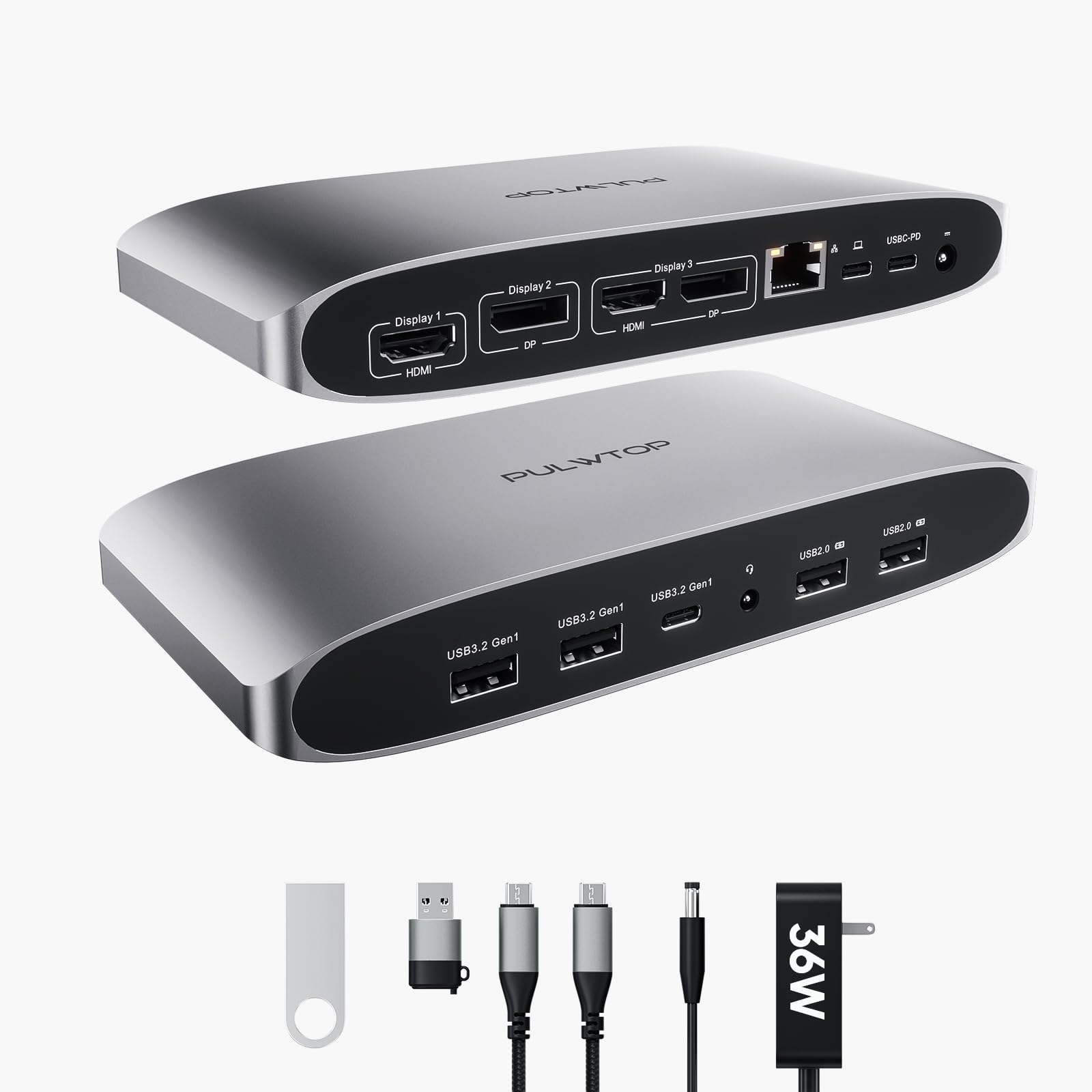 PULWTOP Displaylink Docking Station, Triple Display for MacBook M1/M2 ...