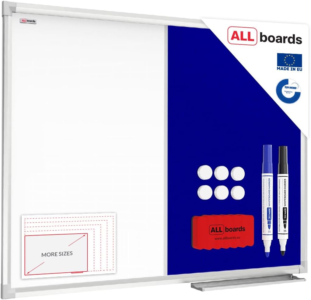 ALLboards Combination Board 2 in 1 Whiteboard & Blue Felt Board with ...