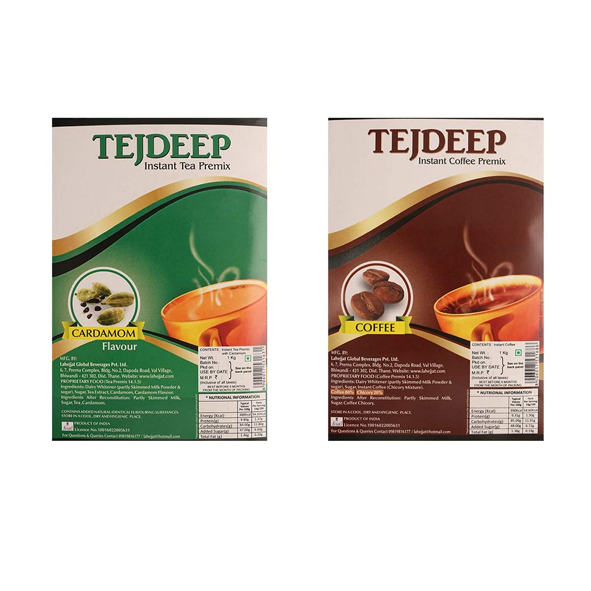 Tejdeep Pack of Instant Cardamom Premix 3 Kg Instant Coffee Premix 2 Kg ...