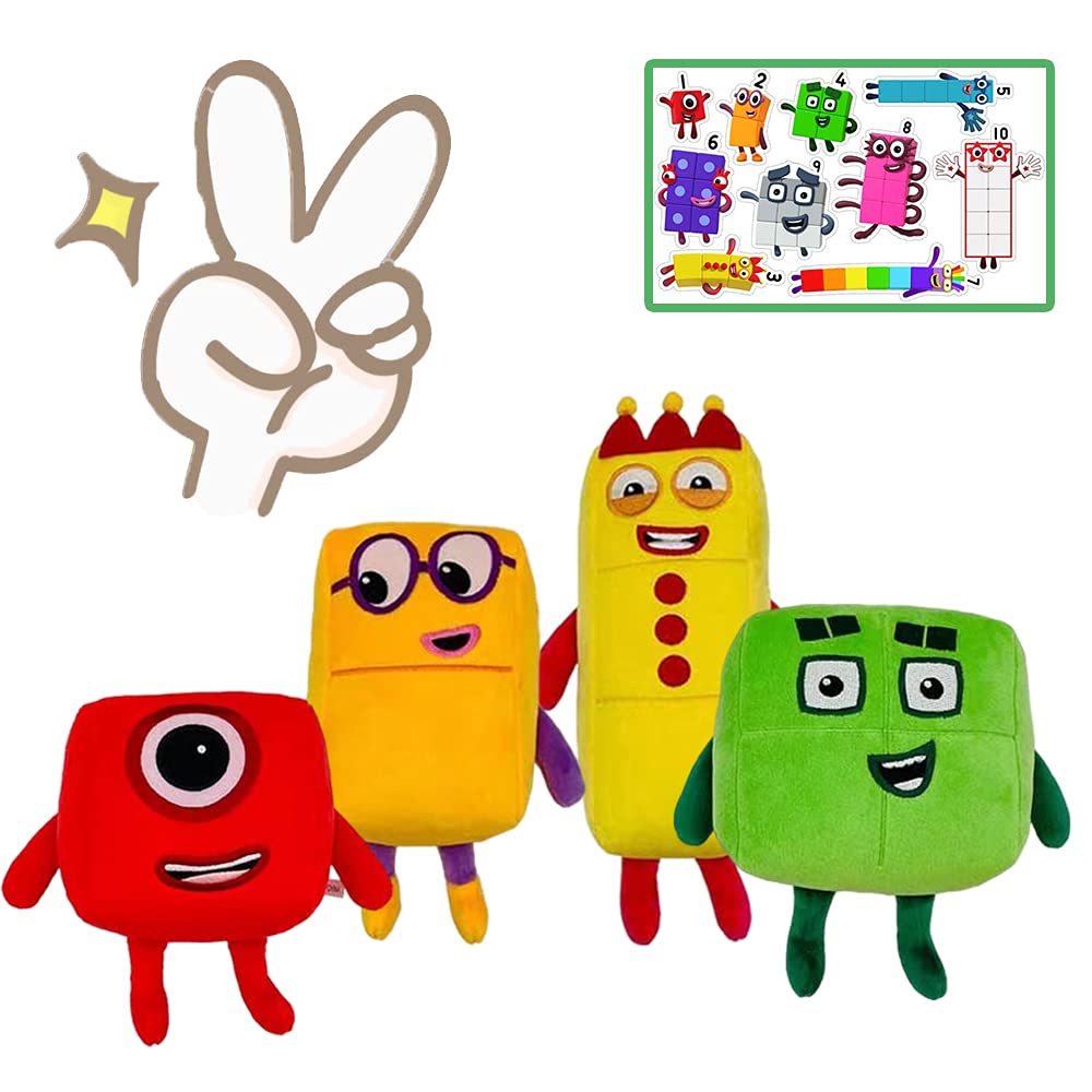 Buy 4/5Pcs Numberblocks Plush Doll with Numberblocks Stickers, Math ...