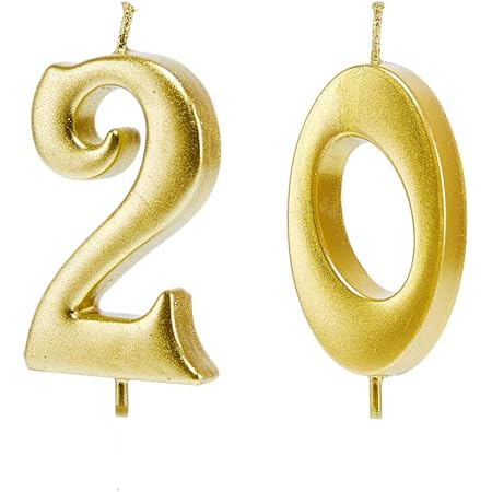 Amazon.com: Mart 20th Birthday Candles,Gold Number 20 Cake Topper for ...