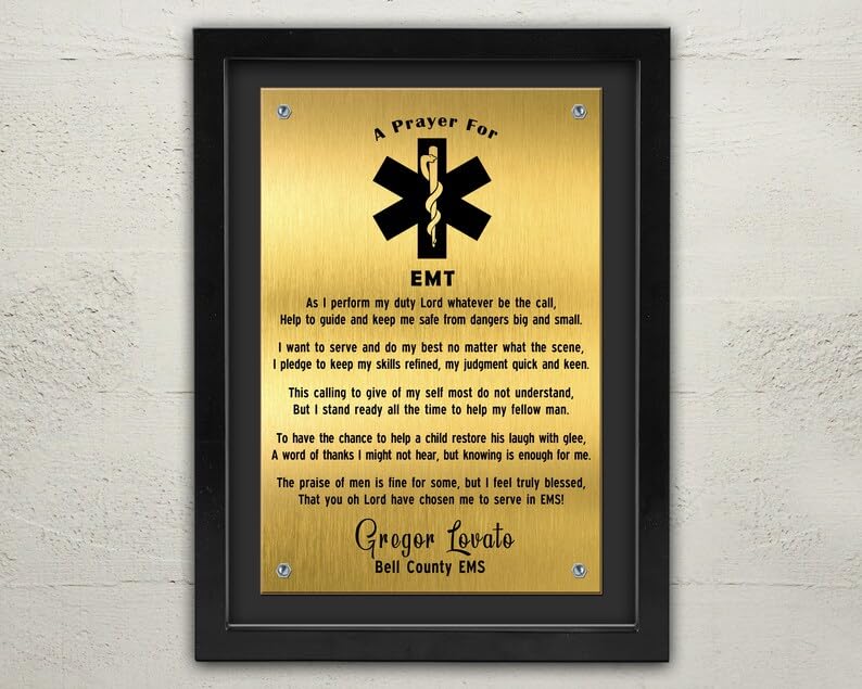 Amazon.com: Personalized EMT Prayer Framed Plaque - EMT's Prayer for ...
