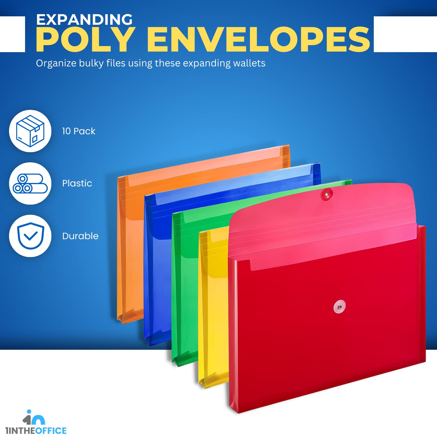 Snapklik.com : 1InTheOffice Poly Envelopes Button & String Closure
