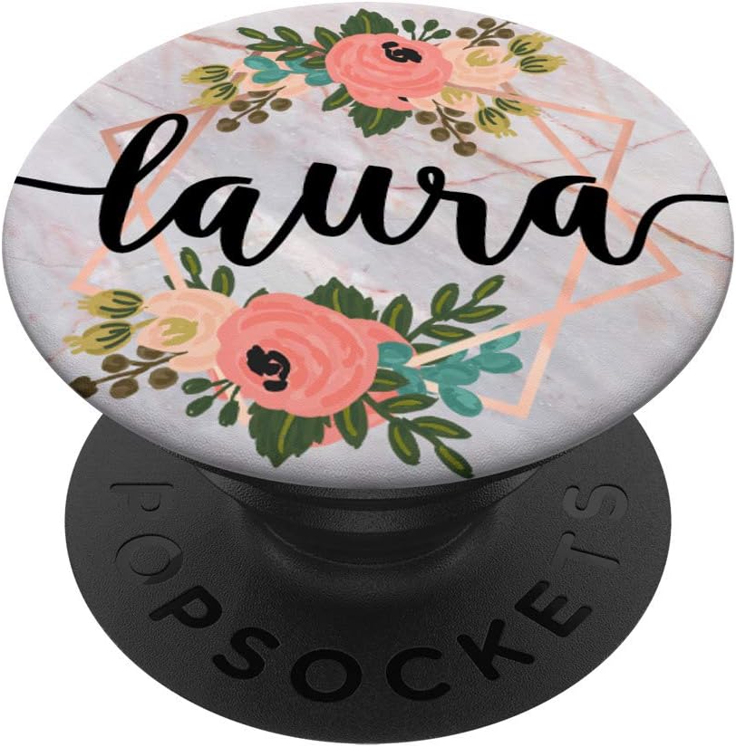 Amazon.com: First Name Laura with Rose Floral Wreath PACH127 PopSockets ...