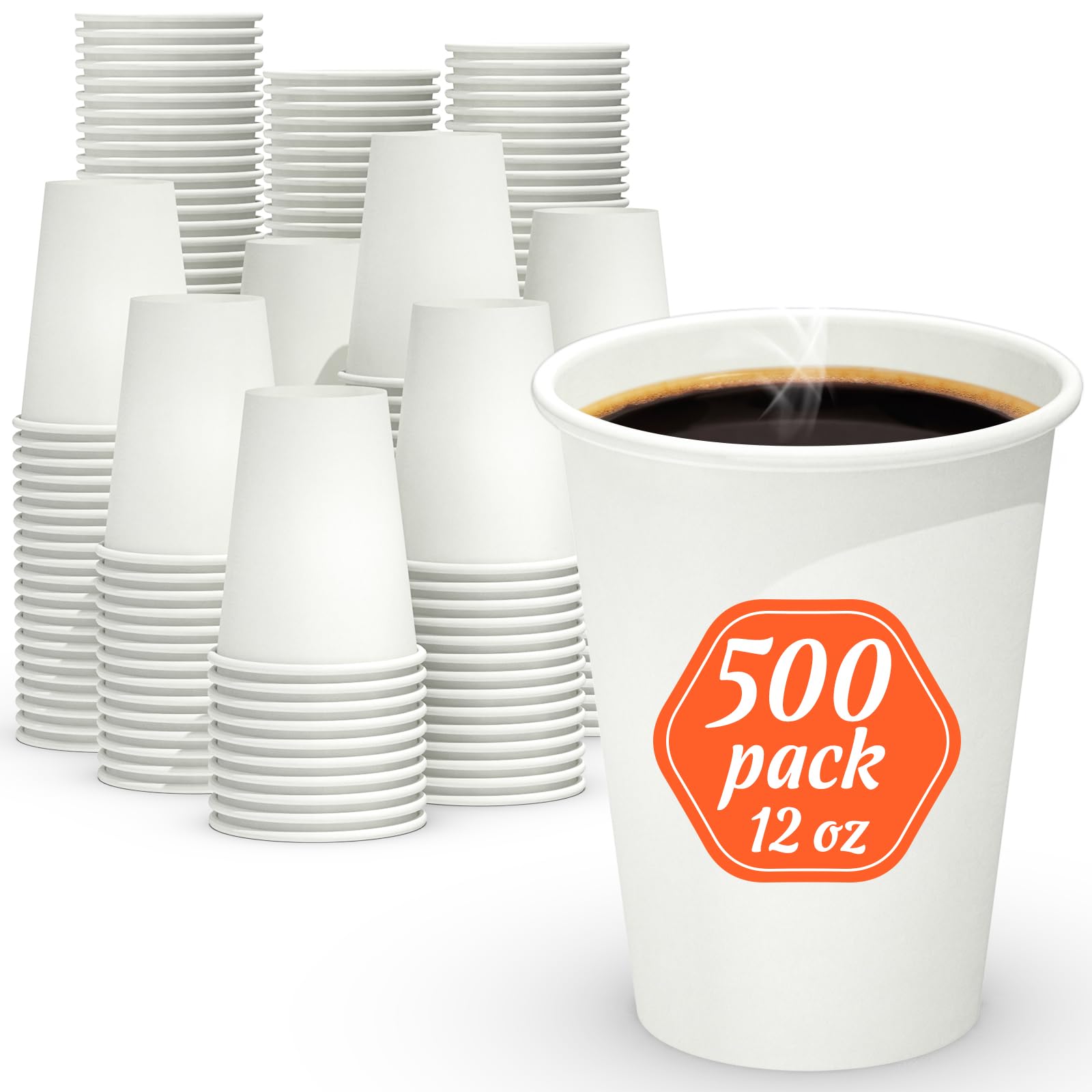 Amazon.com: Dealusy 500 Count 12 oz Coffee Cups, Leak-Free Food Safe ...