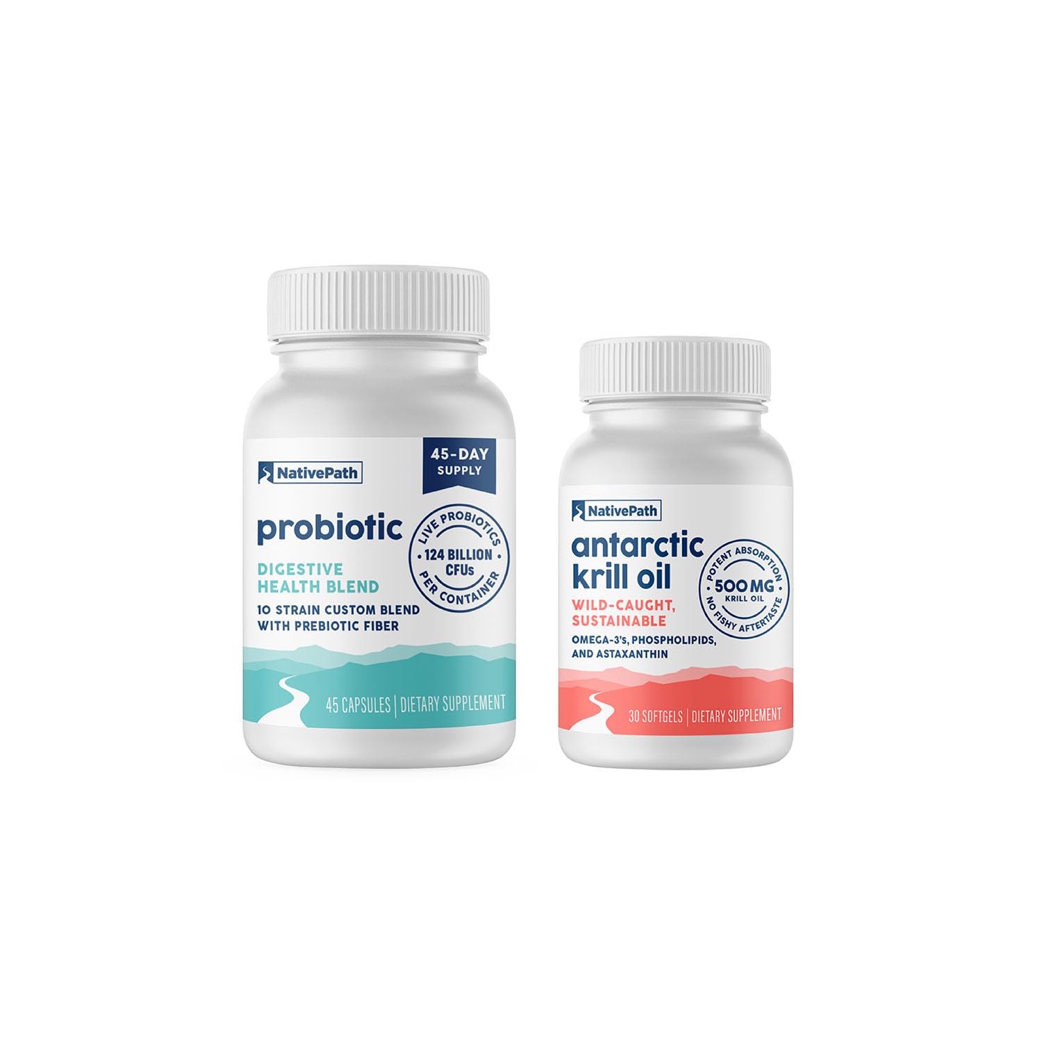 Nativepath Probiotic 45 Duo Pack Krill 30 Probiotic 45 Servings ...