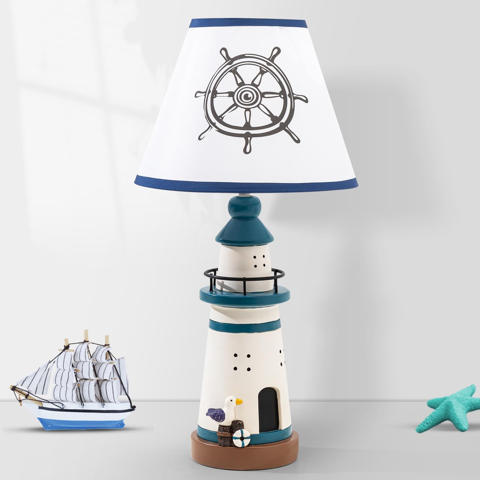 HERBESTBAY Kids Table Lamp, Adorable 14 Inch Lighthouse Style Kids Desk ...