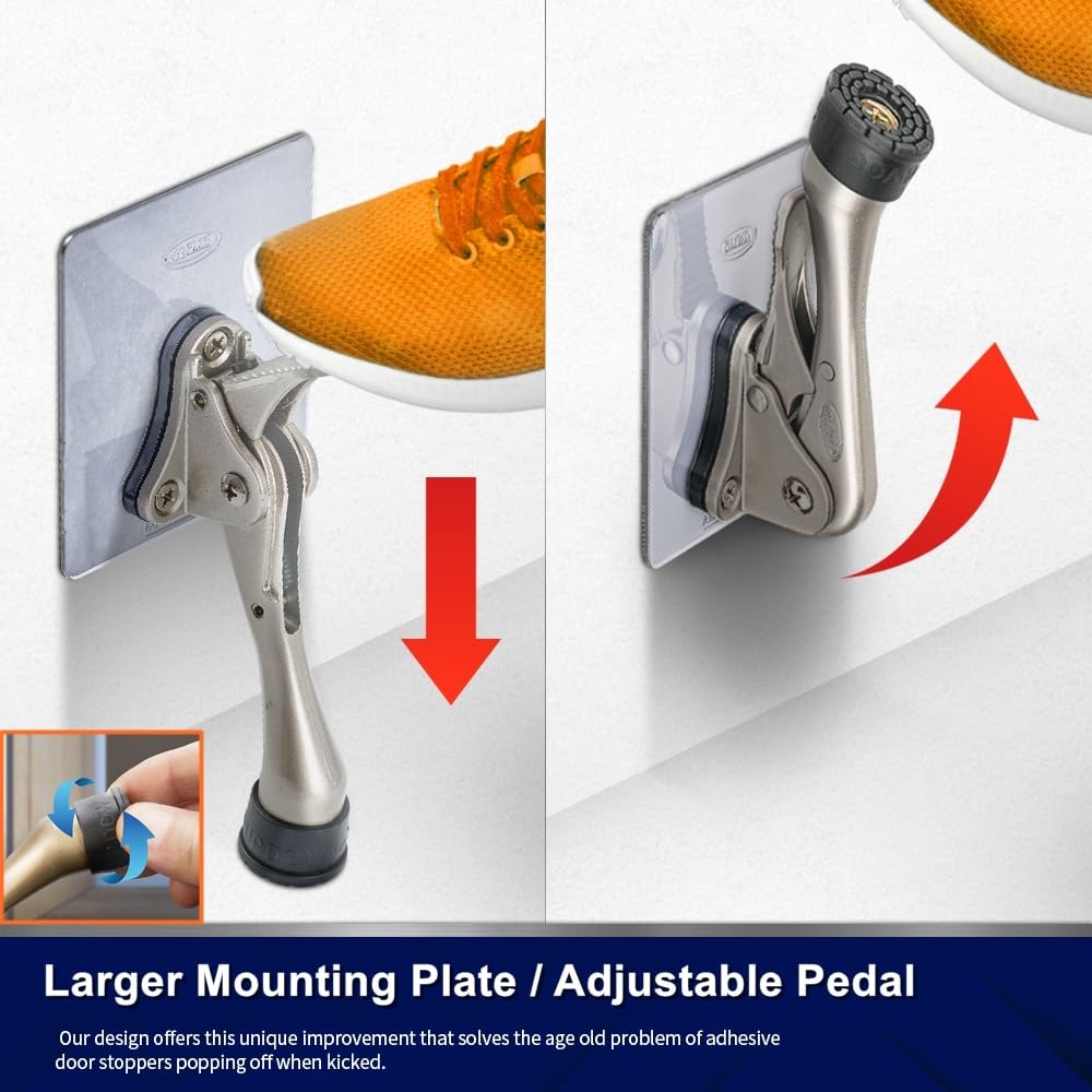 Snapklik.com : HOME&I Kick Down Door Stopper, Adjustable 4" Door Stop