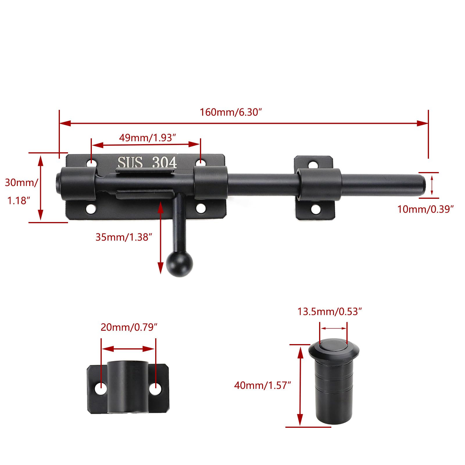 Snapklik.com : Black Slide Bolt Gate Latch 6 Inches Heavy Duty Door ...