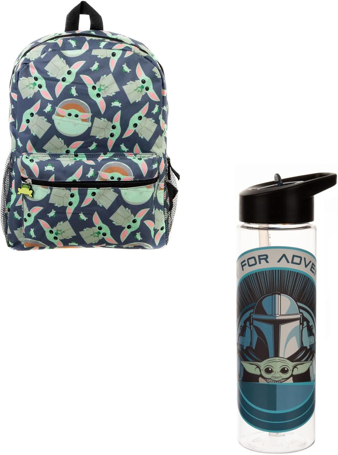 Amazon.com | Star Wars The Mandalorian Grogu 17 Backpack & 24 Oz ...
