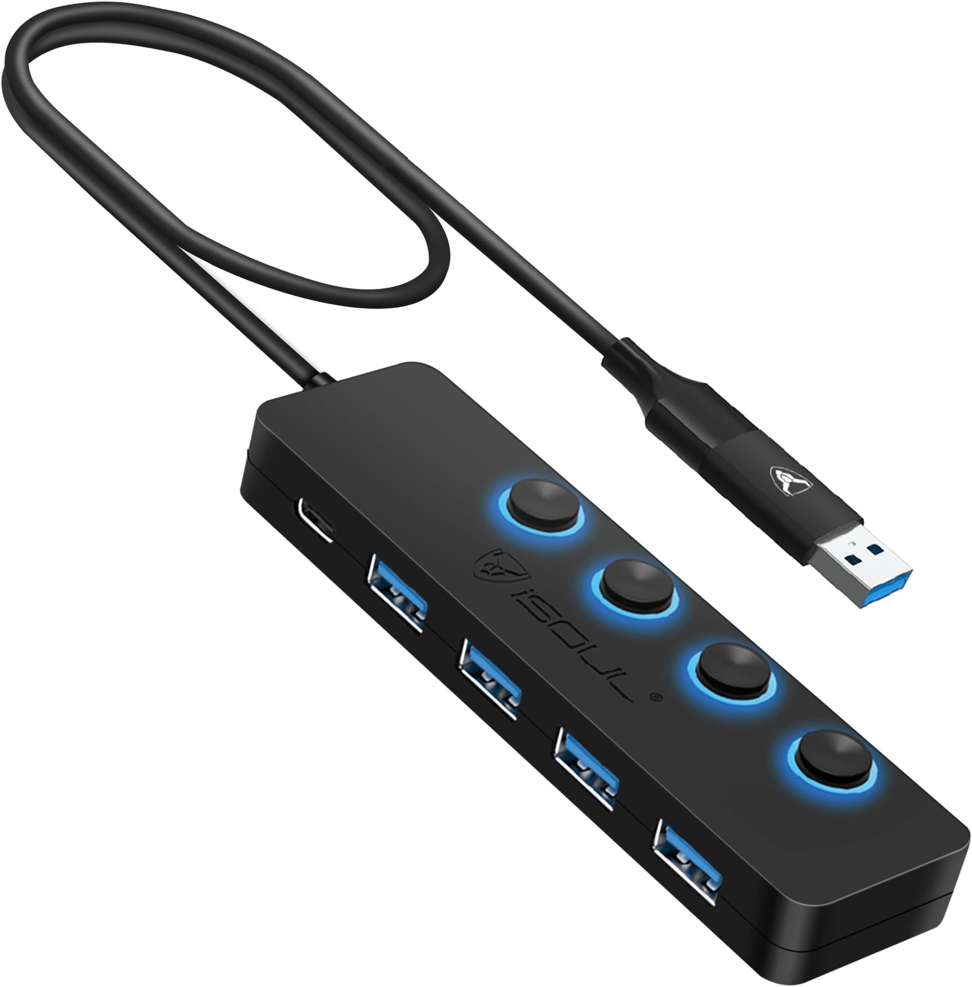 iSOUL USB Hub 3.0 4-Port, Ultra Slim USB Adapter Splitter Data Hub for ...