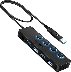 iSOUL USB Hub 3.0 4-Port, Ultra Slim USB Adapter Splitter Data Hub for ...