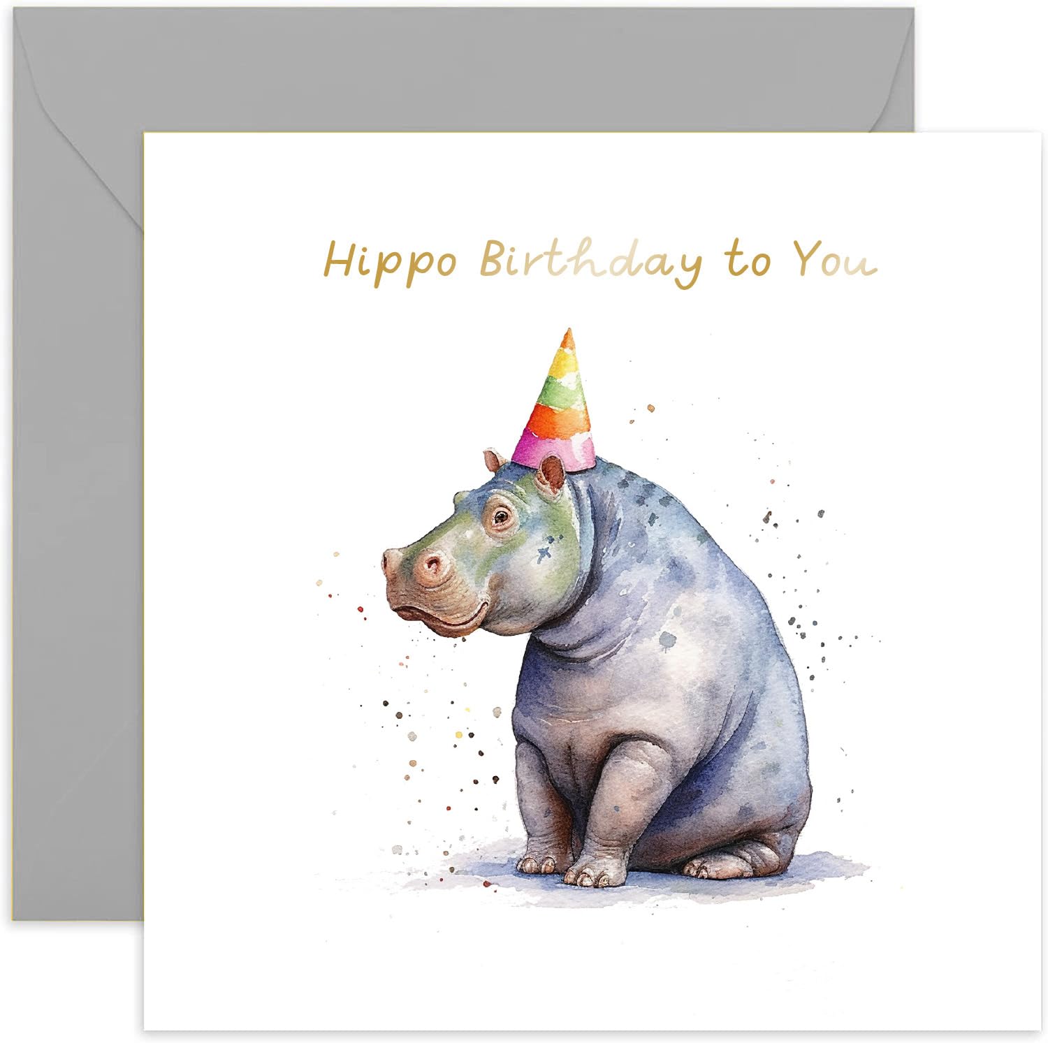 Amazon.com : Old English Co. Hippo Birthday Card for Her - Fun Hippo ...