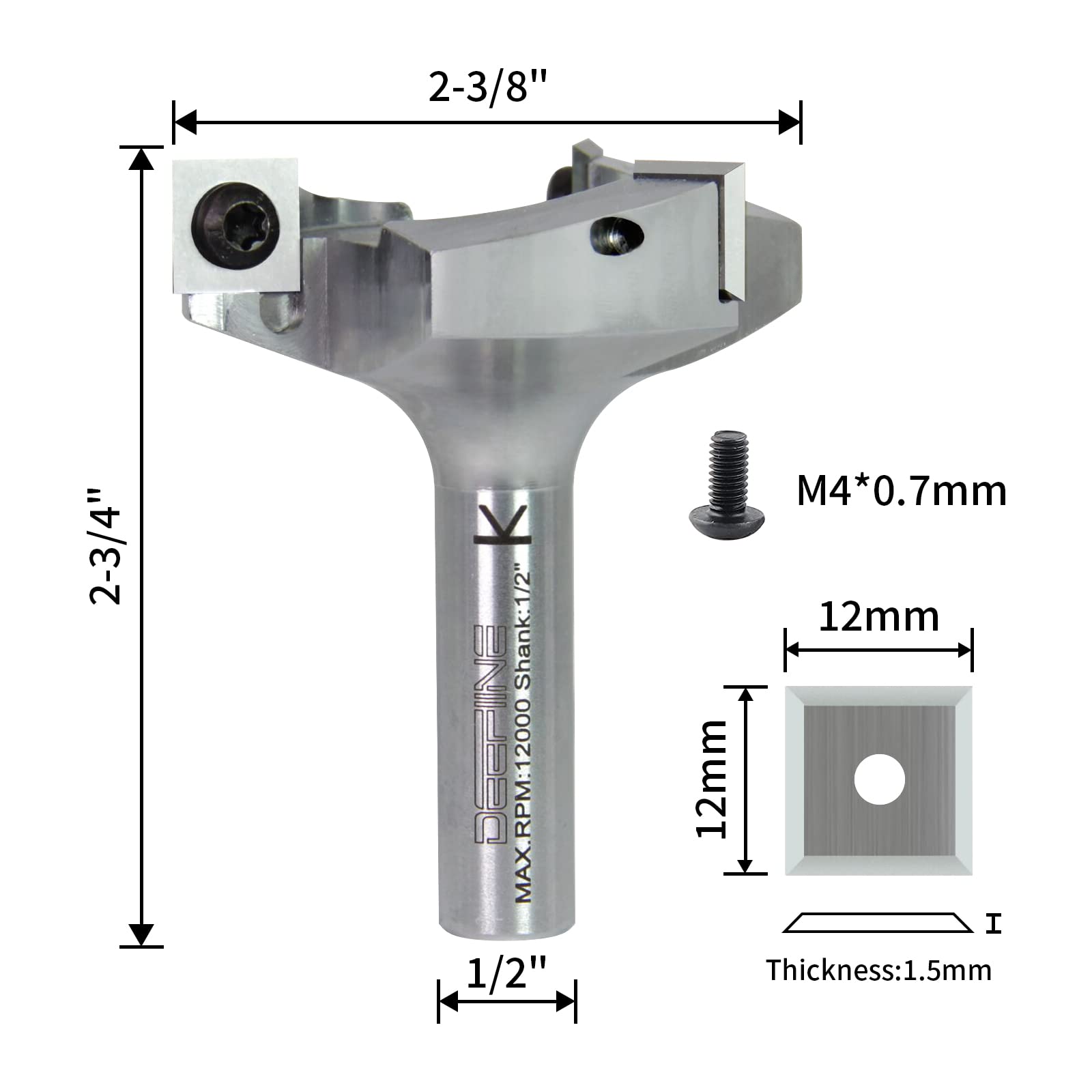 Snapklik.com : CNC Spoilboard Surfacing Router Bits,3 Wings 1/2 Shank ...