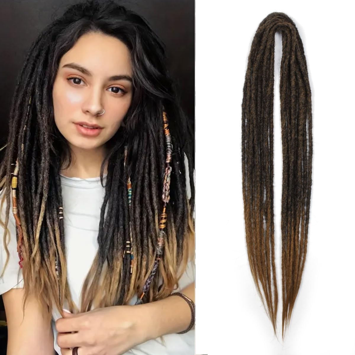 Amazon.com : Lounoke 24 In Double Ended Dreadlock Extensions, Ombre ...