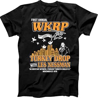 First Annual WKRP Turkey Drop Les Nessman T-Shirt, Cincinnati Movie ...