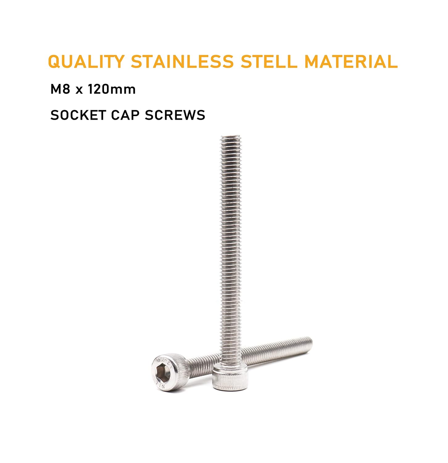 binifiMux 6pcs M8 x 120mm Full Thread 304 Stainless Steel Hex Socket Cap Bolt Screw – BigaMart