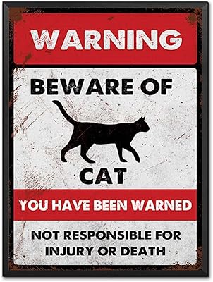Amazon.com: Lenrius Funny Fat Cat Sign Warning Vintage Style Metal Sign ...