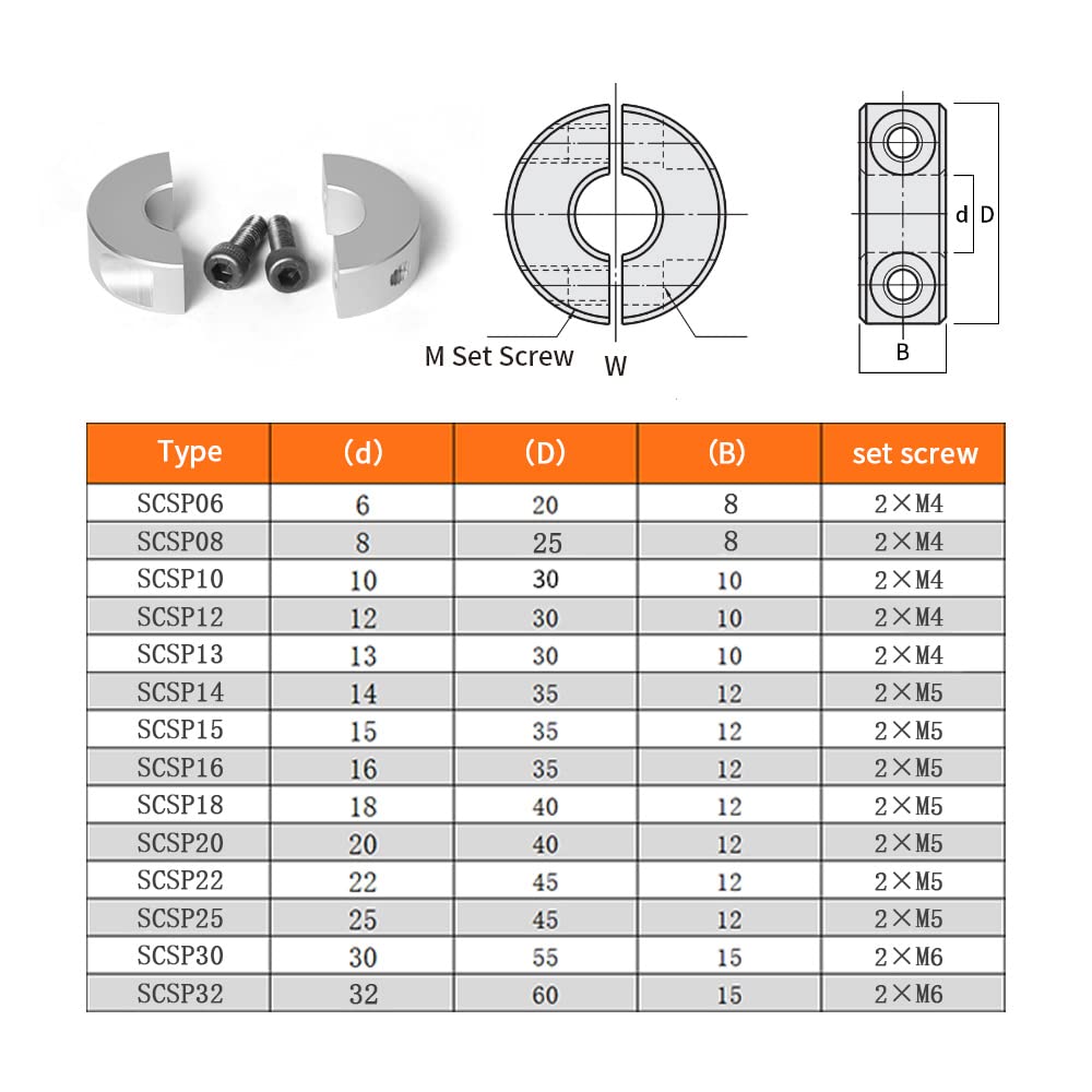 Snapklik.com : Sinoblu Split Shaft Collar, 10mm Bore H7, 30mm OD, 10mm ...