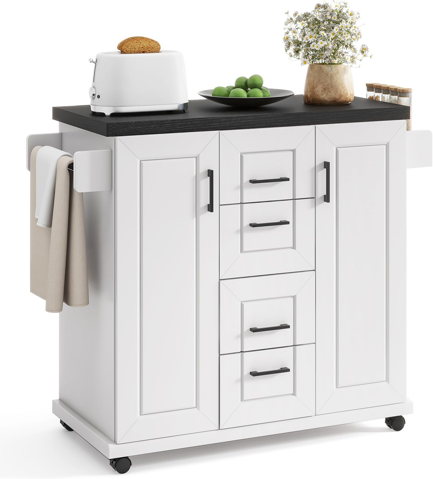 Amazon.com: GOFLAME Kitchen Island Cart on Wheels, Rolling Kitchen Cart ...