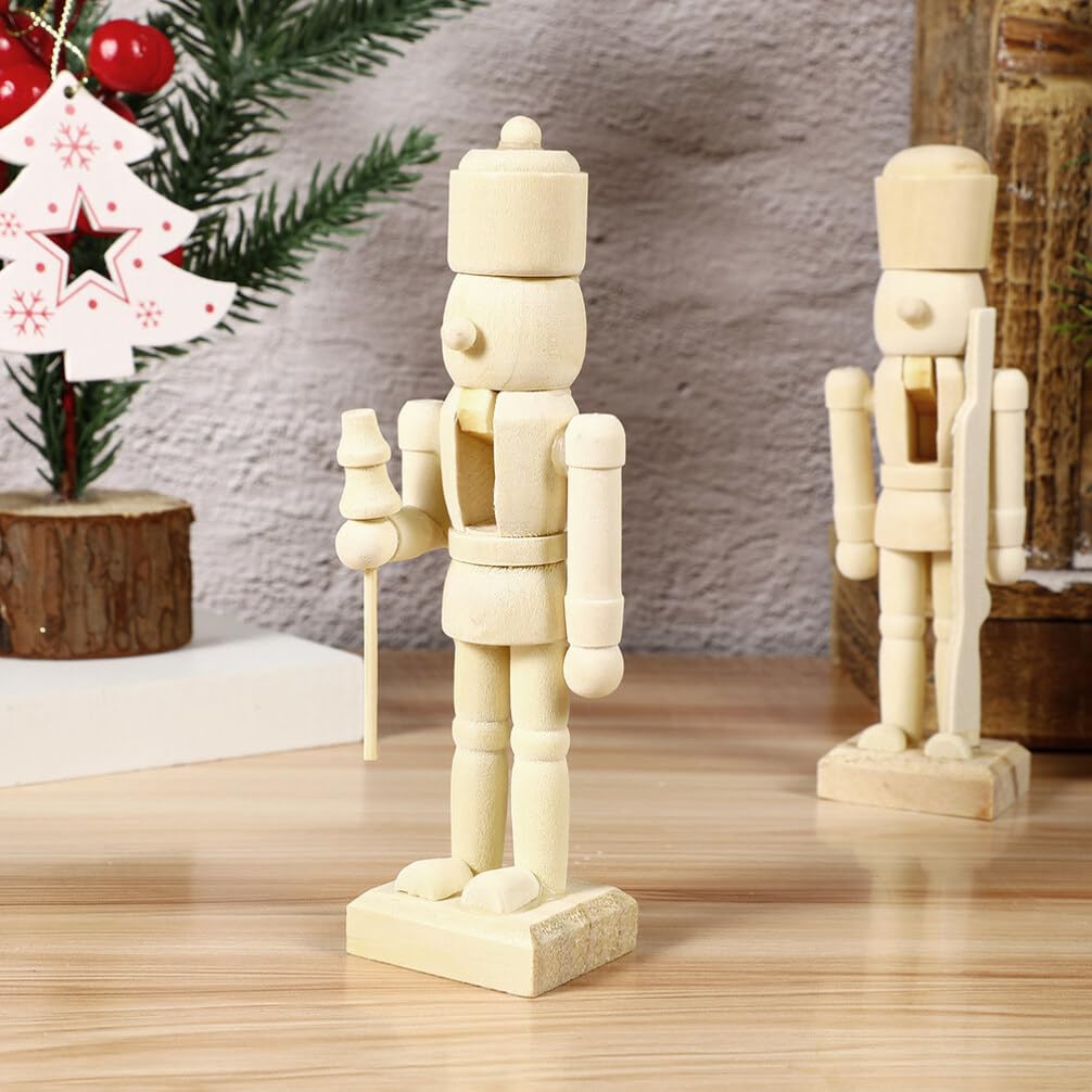 Unfinished Nutcracker Ornaments DIY Unpainted Wooden Nutcrackers (12pc ...