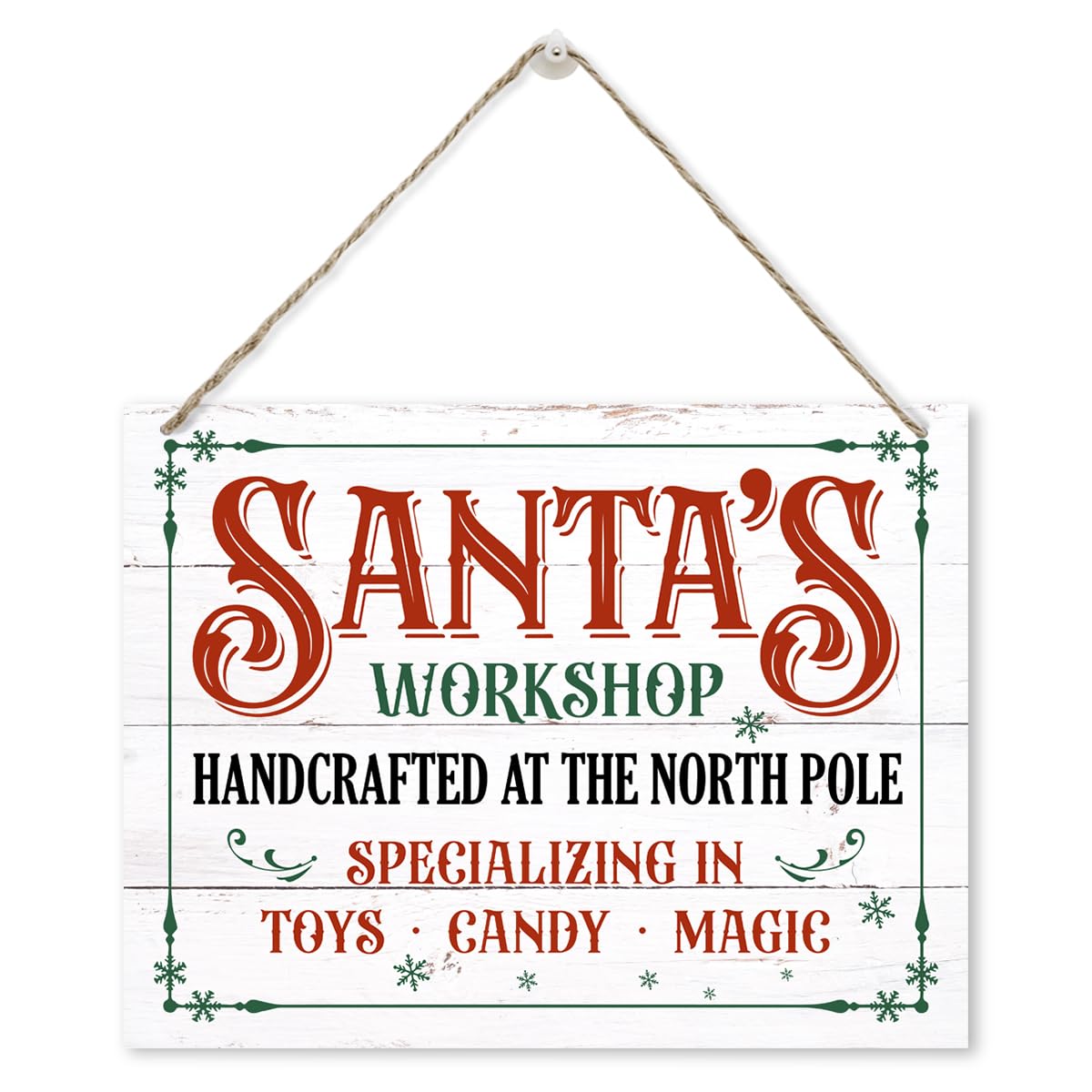 Amazon.com: Santa's Workshop Sign, Santa's Workshop Door Hanger ...