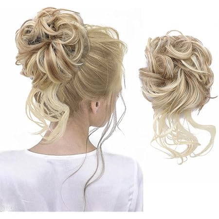 Amazon.com : HOOJIH 2PCS Messy Bun Hair Piece, Tousled Updo with ...