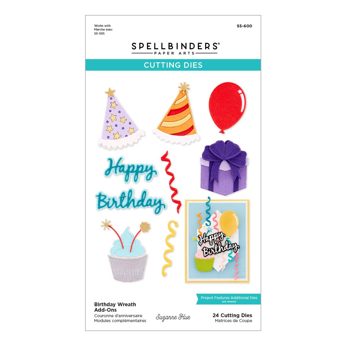 Amazon.com: Spellbinders Birthday Wreath Add-Ons Etched Dies by Suzanne ...