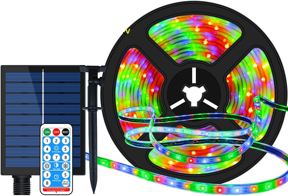 Solar LED Strip Lights Outdoor, 16.4ft/5m LED Solar Powered Color ...
