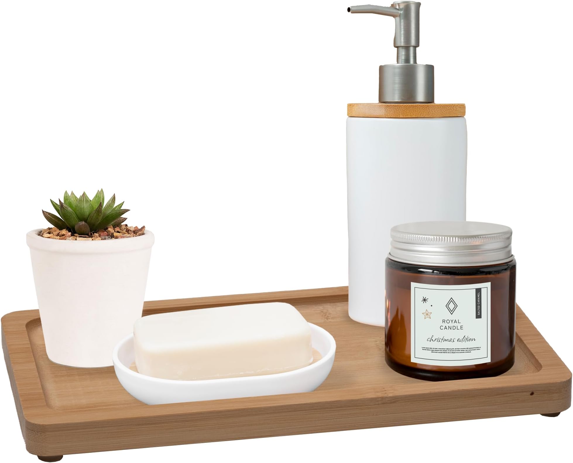 Amazon.com: BORAENDEY Bathroom Vanity Tray Bamboo Tray - for Counter ...