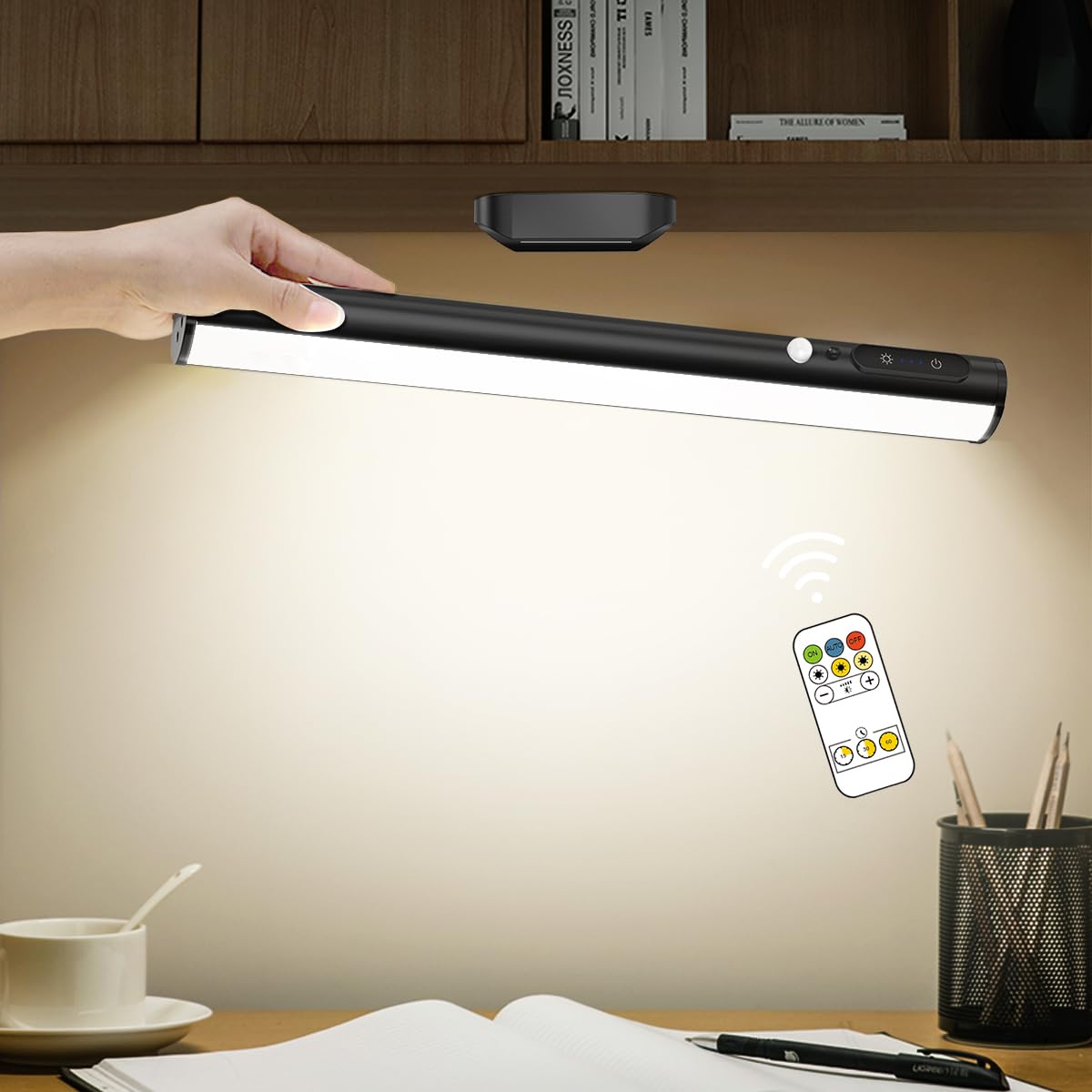 Hapfish Motion Sensor LED Light Bar Indoor, Rechargeable Under Cabinet ...