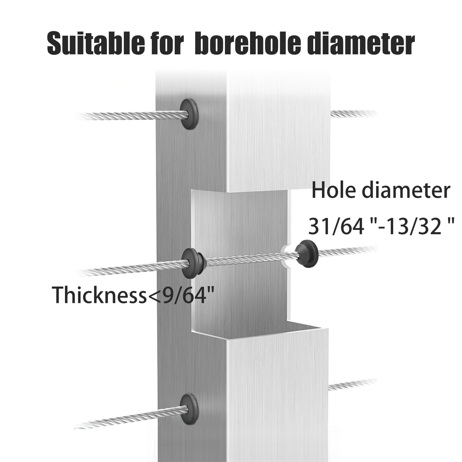 Snapklik.com : 60 Pack Cable Railing Rubber Grommets 1/8" 5/32" 3/16 ...