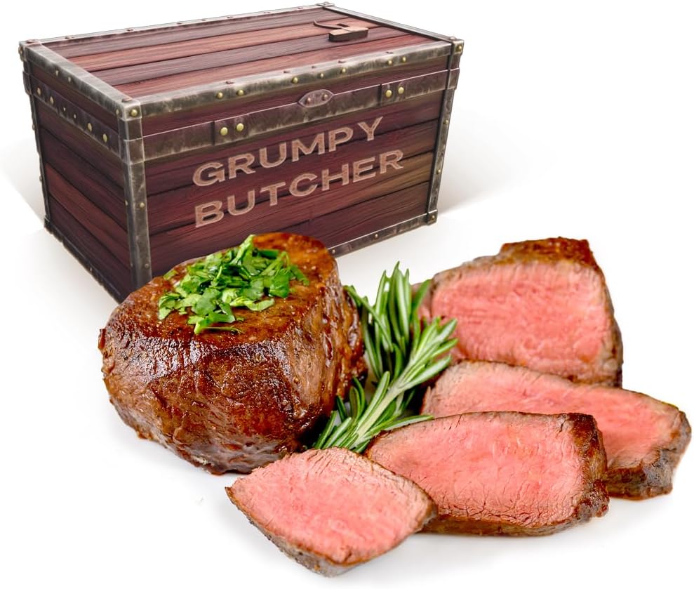 Amazon.com: Grumpy Butcher Large Filet Mignon Steaks, 6 Pack (8 oz each ...