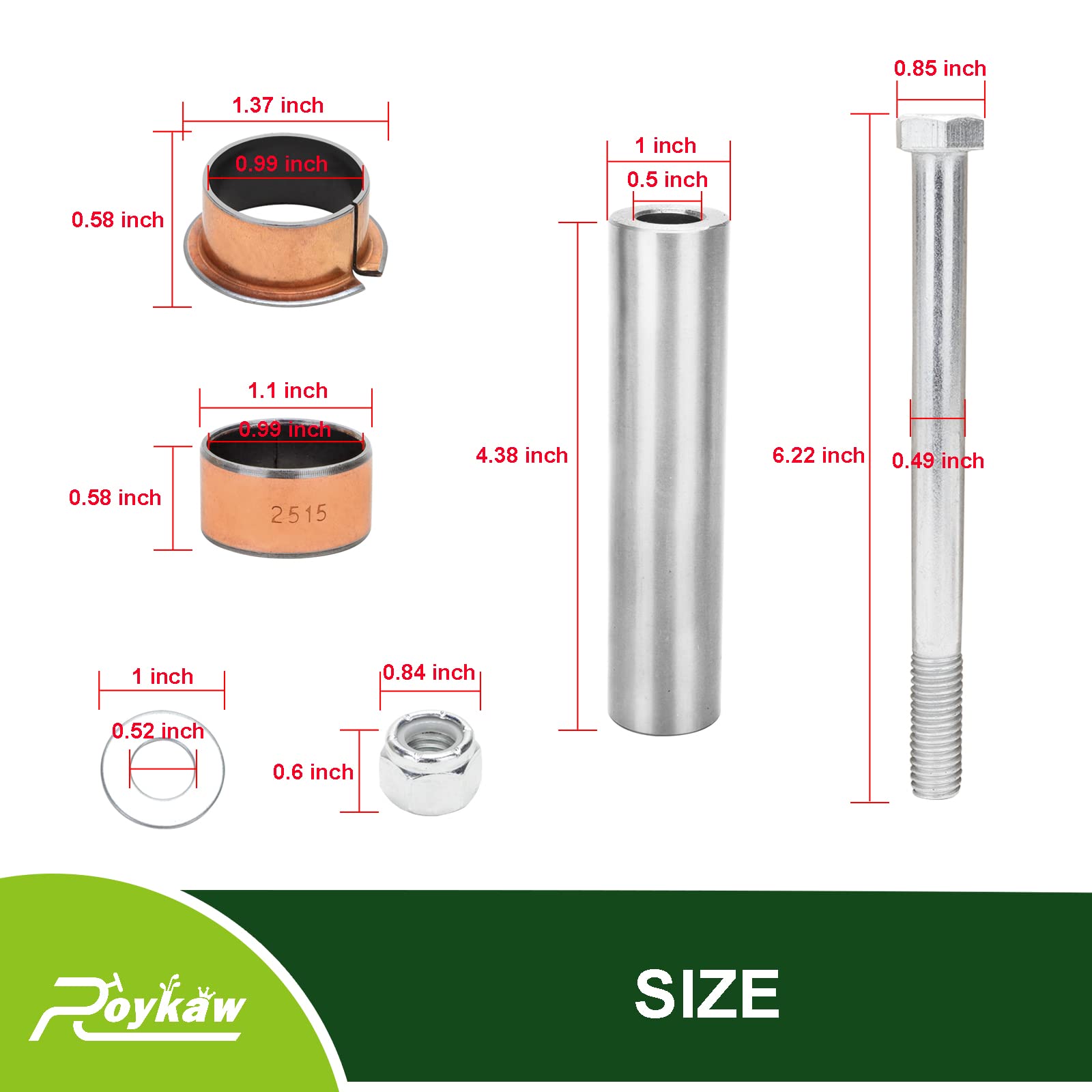 Snapklik.com : Roykaw EZGO TXT/PDS Kingpin Spindle Bushing Kit For 2001-Up Golf Cart Models