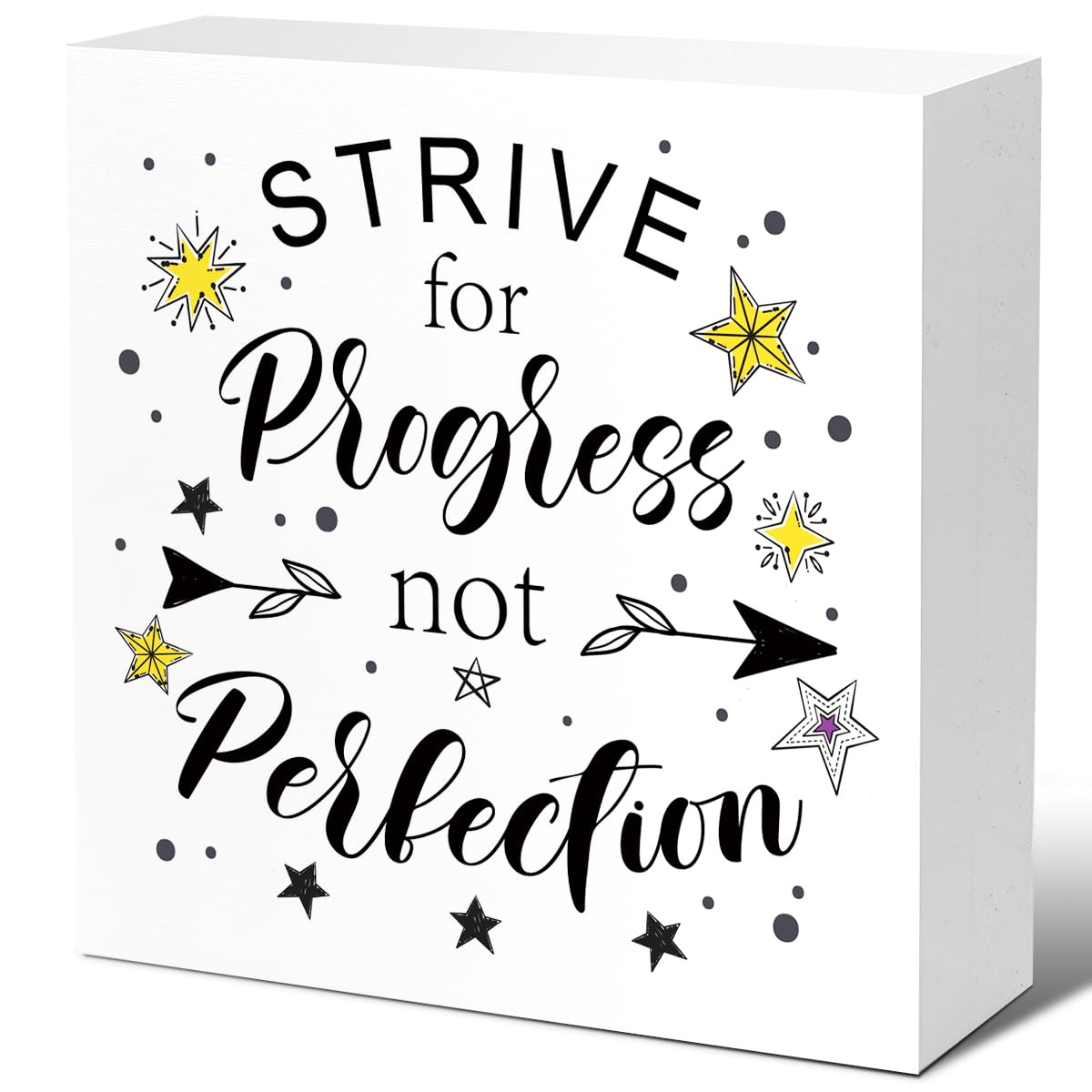 Amazon.com: Inspirational Wood Block Sign,Strive for Progress not ...