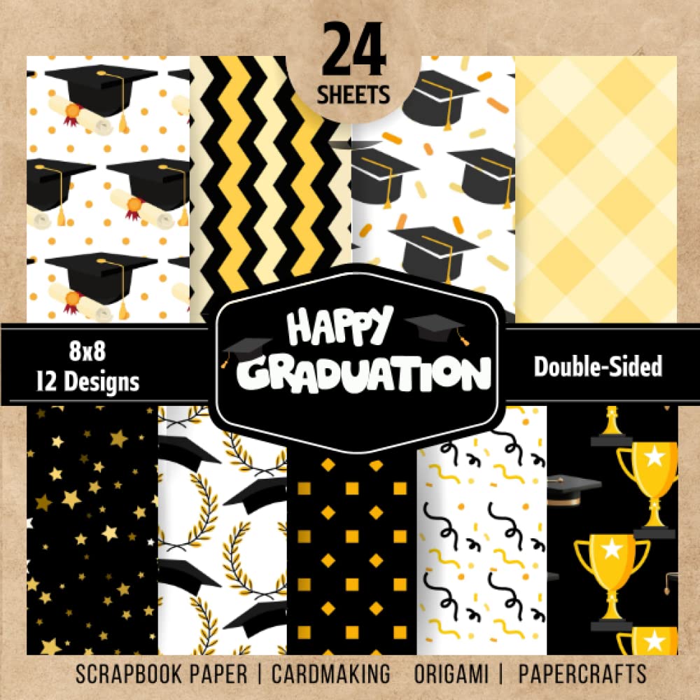 Graduation Scrapbook Paper Pad 8x8 24 Sheets Double-Sided 12 Pattern ...
