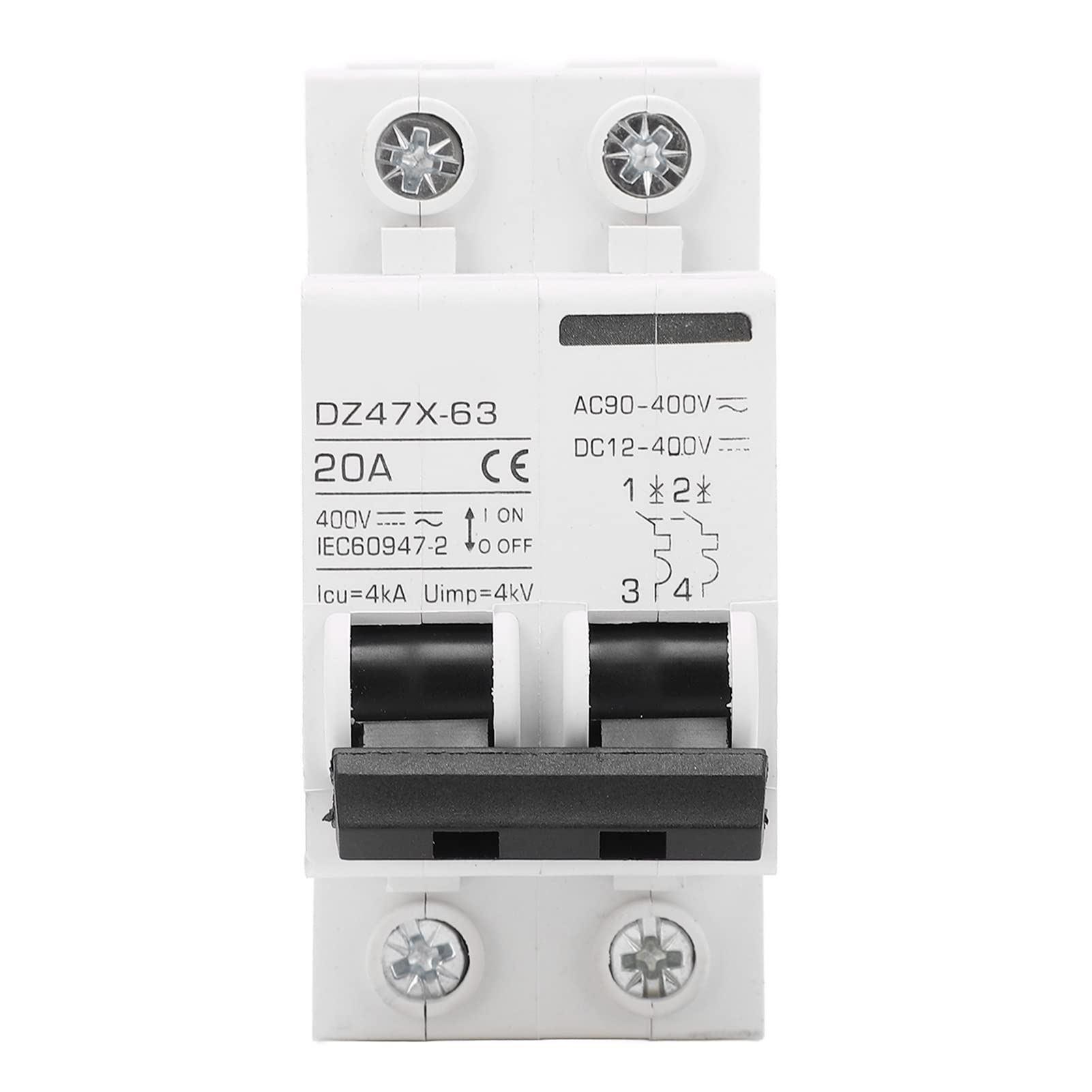 Buy Miniature Circuit Breaker AC DC 400V 20A 2P Din Rail Mount Home ...