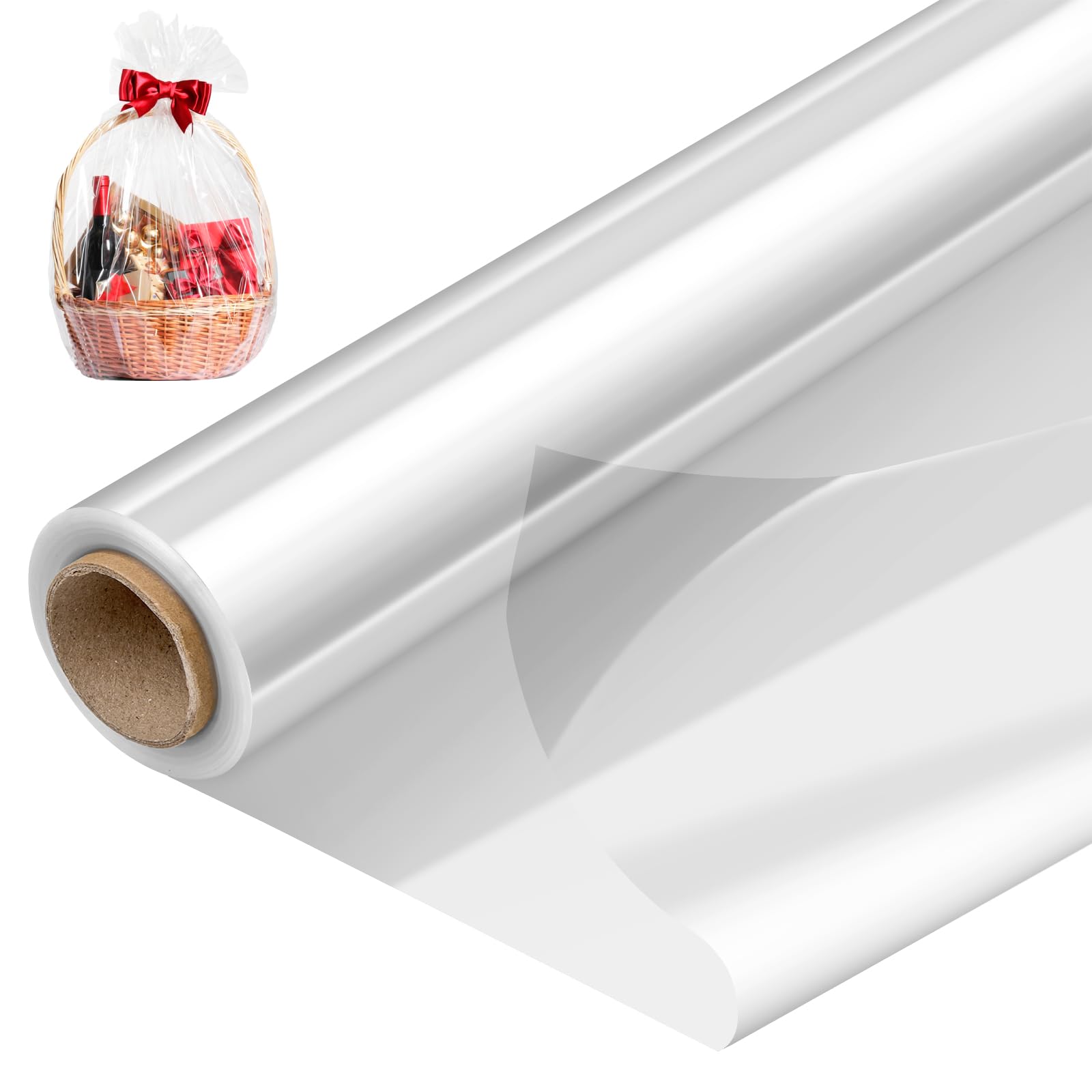 Amazon.com: Mauproy 34 In x 100 Ft Clear Cellophane Wrap Roll, Extra ...