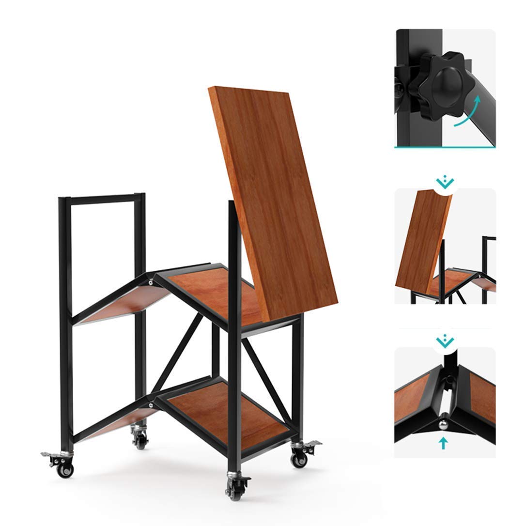 Buy FGVBC 3 Tier Metal Kitchen Trolley, Folding Kitchen Trolley Kitchen ...