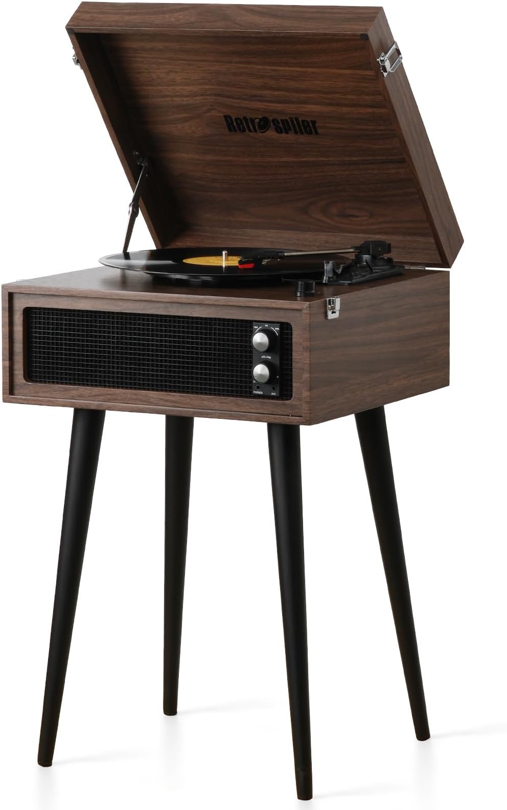 3-Speed Record Player, Bluetooth Turntable with Built-in Speakers and ...
