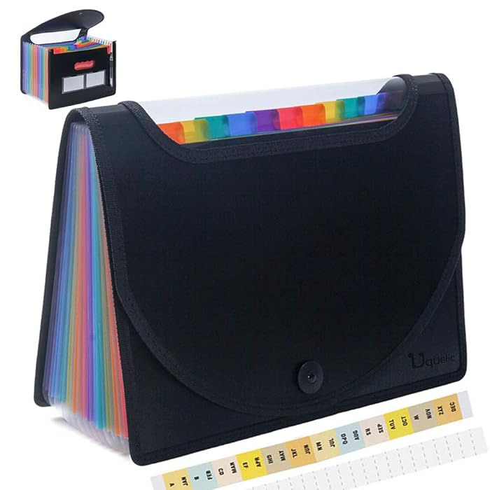 Buy Uquelic 12 Pocket Expanding File Folder with Cover - Expandable ...