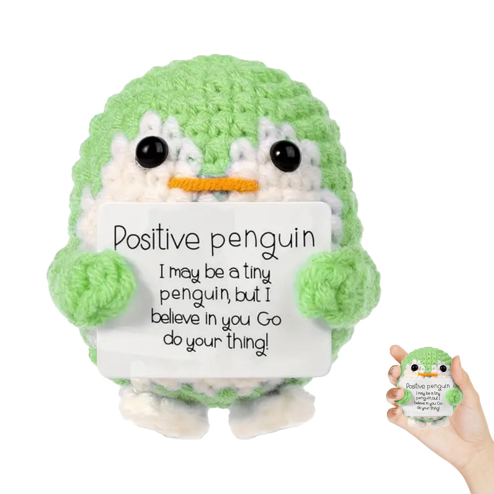 Mini Funny Positive Penguin,Cute Potato Knitted Toy with Positive Card ...