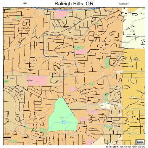 Amazon.com: Large Street & Road Map of Raleigh Hills, Oregon OR ...