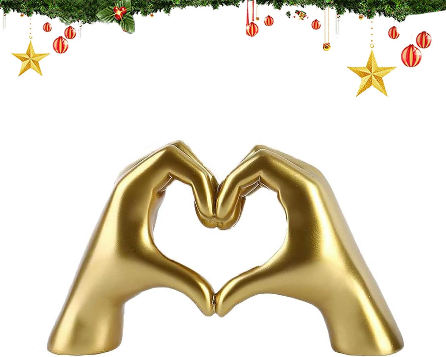 Amazon.com: 2 Psc Heart Hands Sculpture Hand Gesture Statues Gold Heart ...