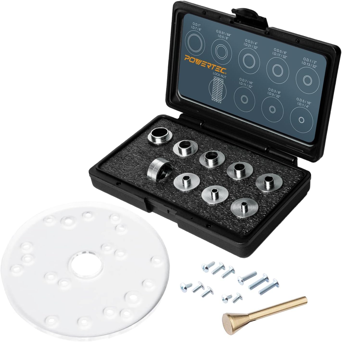 POWERTEC 71778 Router Template Guide Set with 6-1/2" Router Plate ...