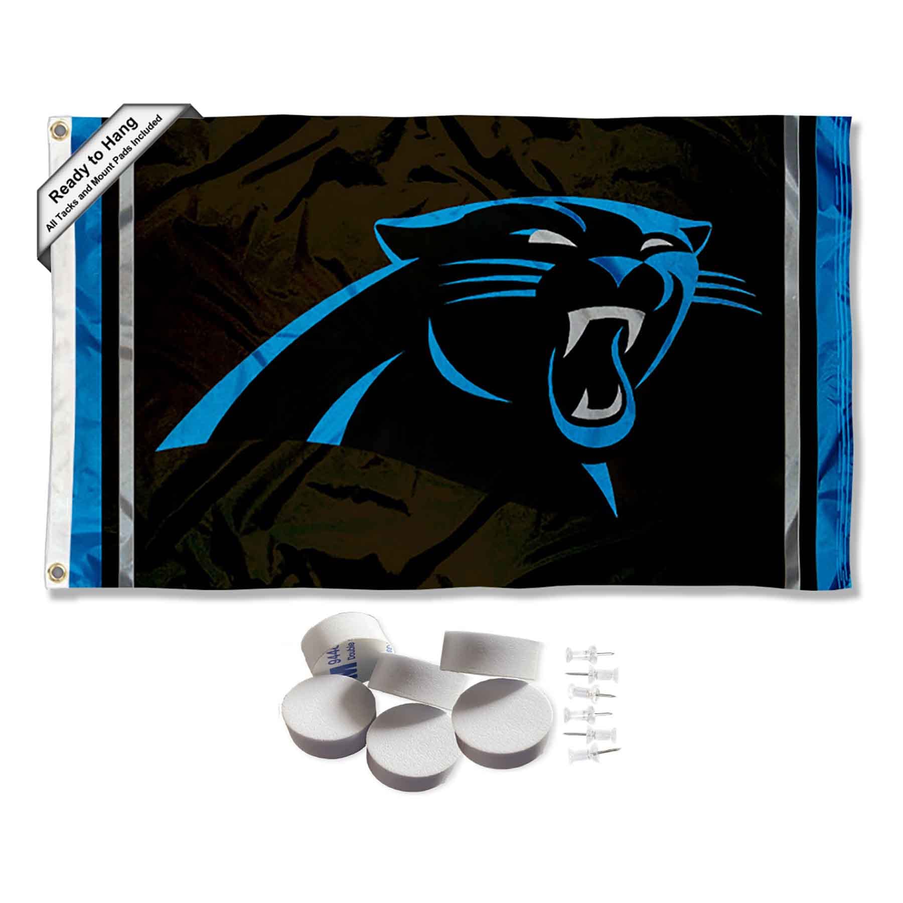 Carolina Panthers Logo Banner Carolina Panthers Blue Background Flag