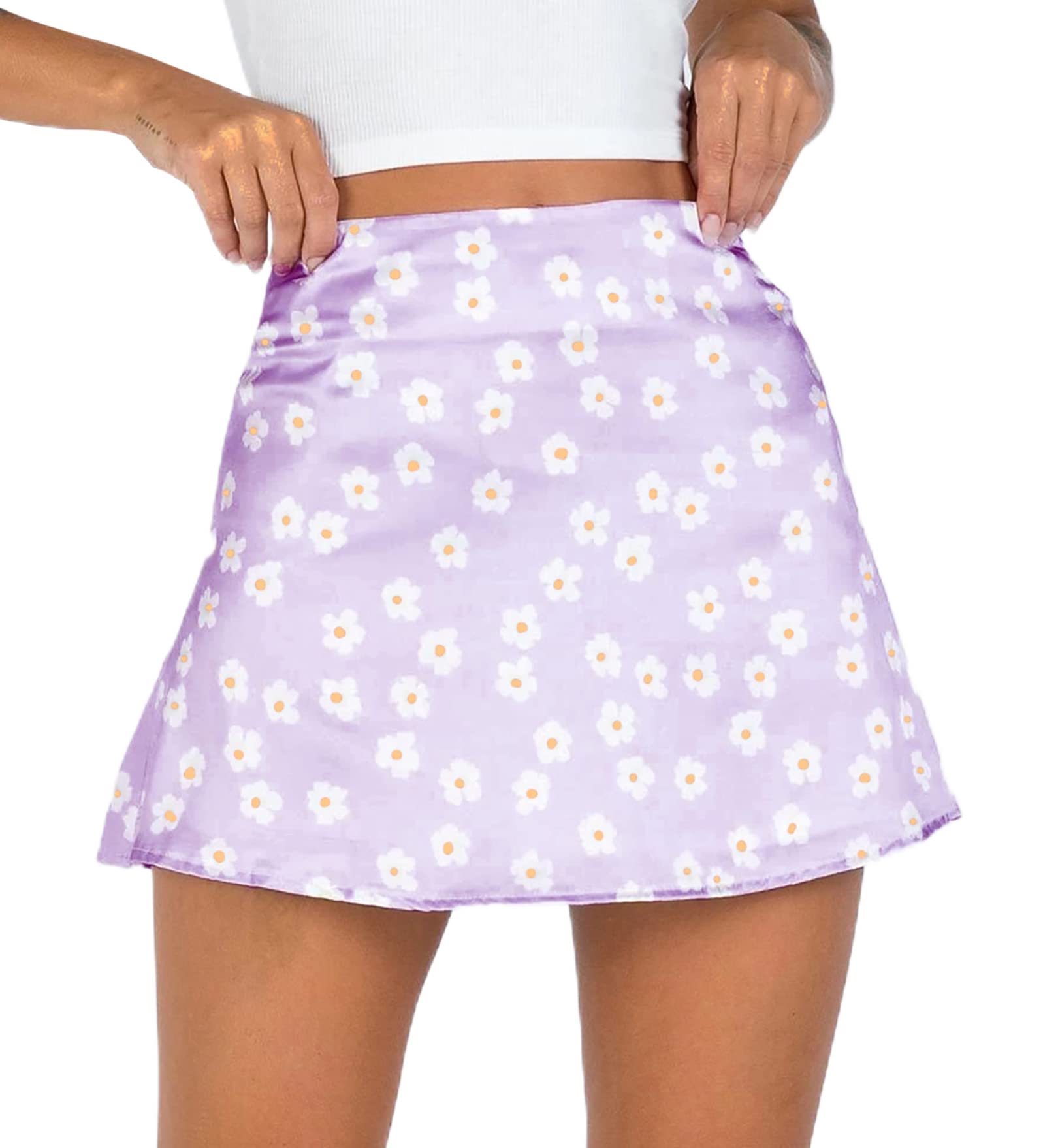 Mingnos Women's Cute High Waisted Floral Leopard Print Zipper Lined ...