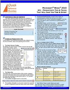 Amazon.com: Microsoft Word 2010 Quick Reference Guide: Productivity Tips & Tricks That Will Save ...