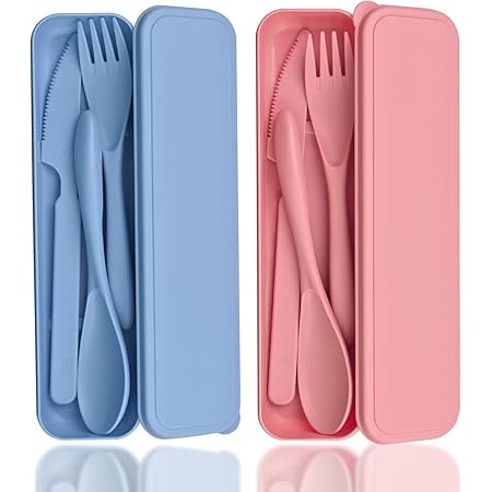 Amazon.com: 2 Sets Travel Utensils with Case,Reusable Utensils for ...