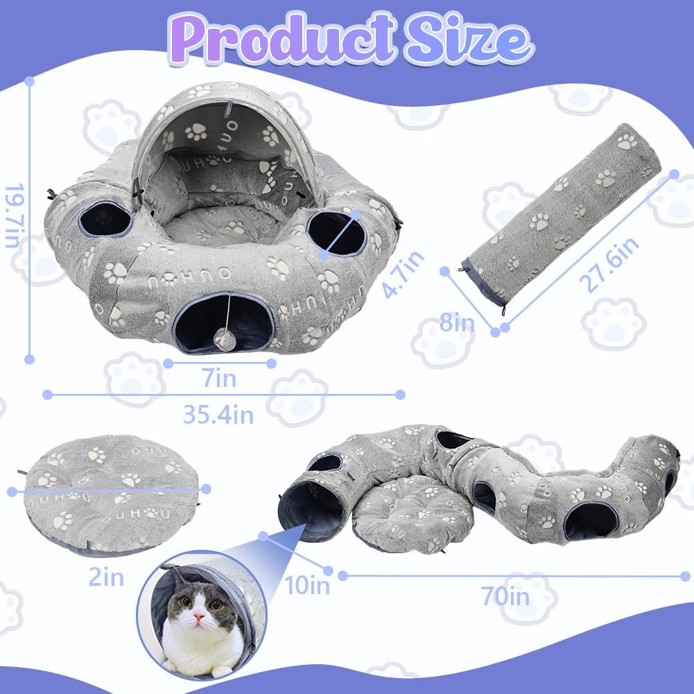 Snapklik.com : OUHOU Cat Tunnel Bed For Multiple Cats, Cat Tunnels For ...